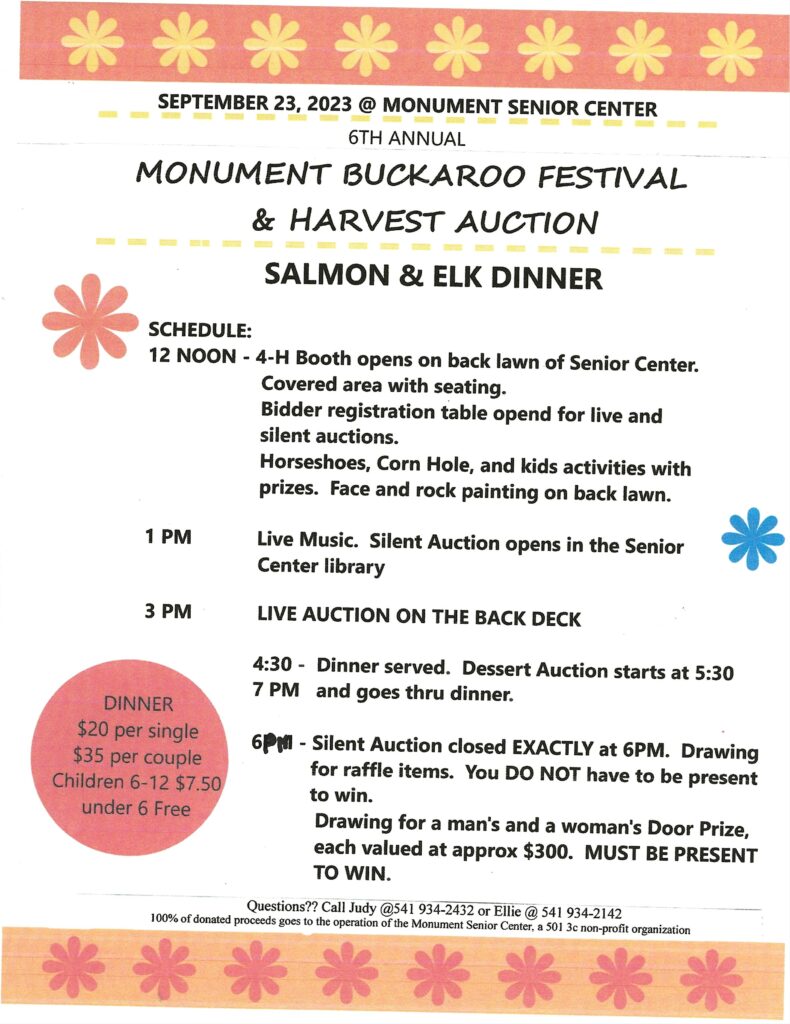 5th Annual Monument Buckaroo Festival & Harvest Auction – Grant County ...